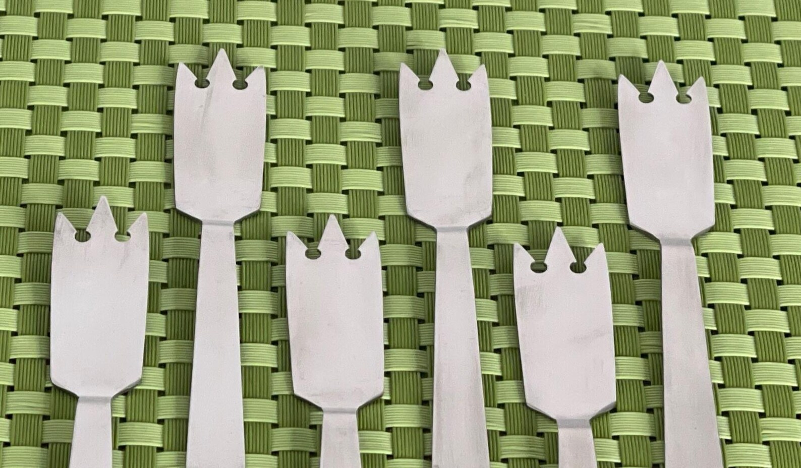 Capri Italy Stainless 6 Canape Cheese Forks MCM Satin & Glossy Flatware ...