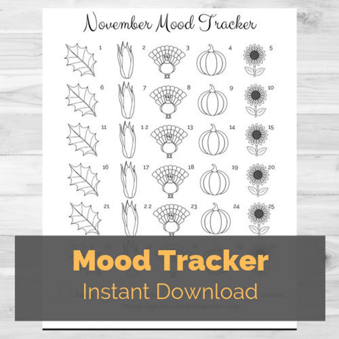 November Mood Tracker Bullet Journal Instant Download - Etsy