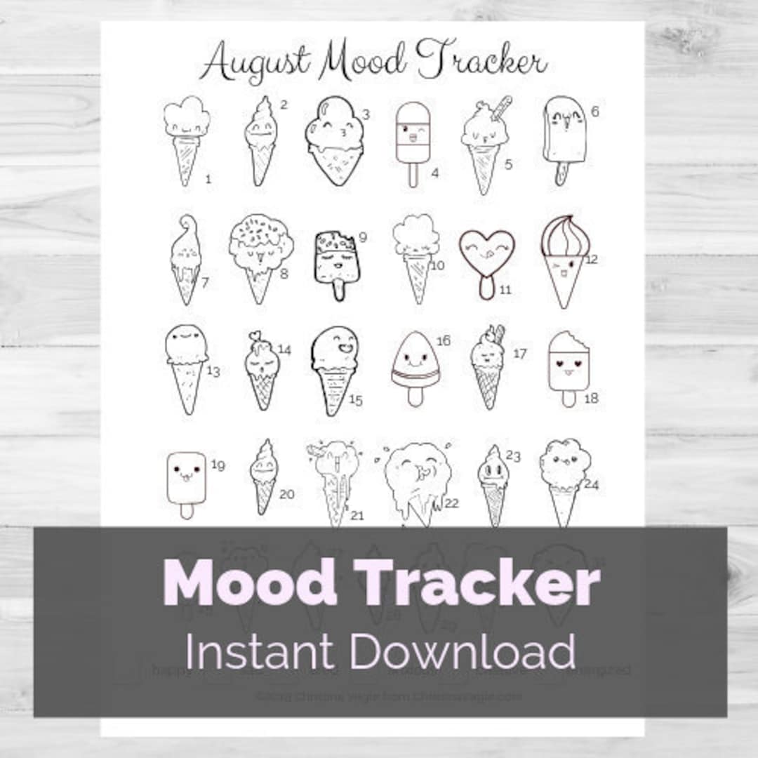 August Mood Tracker Bullet Journal Instant Download - Etsy