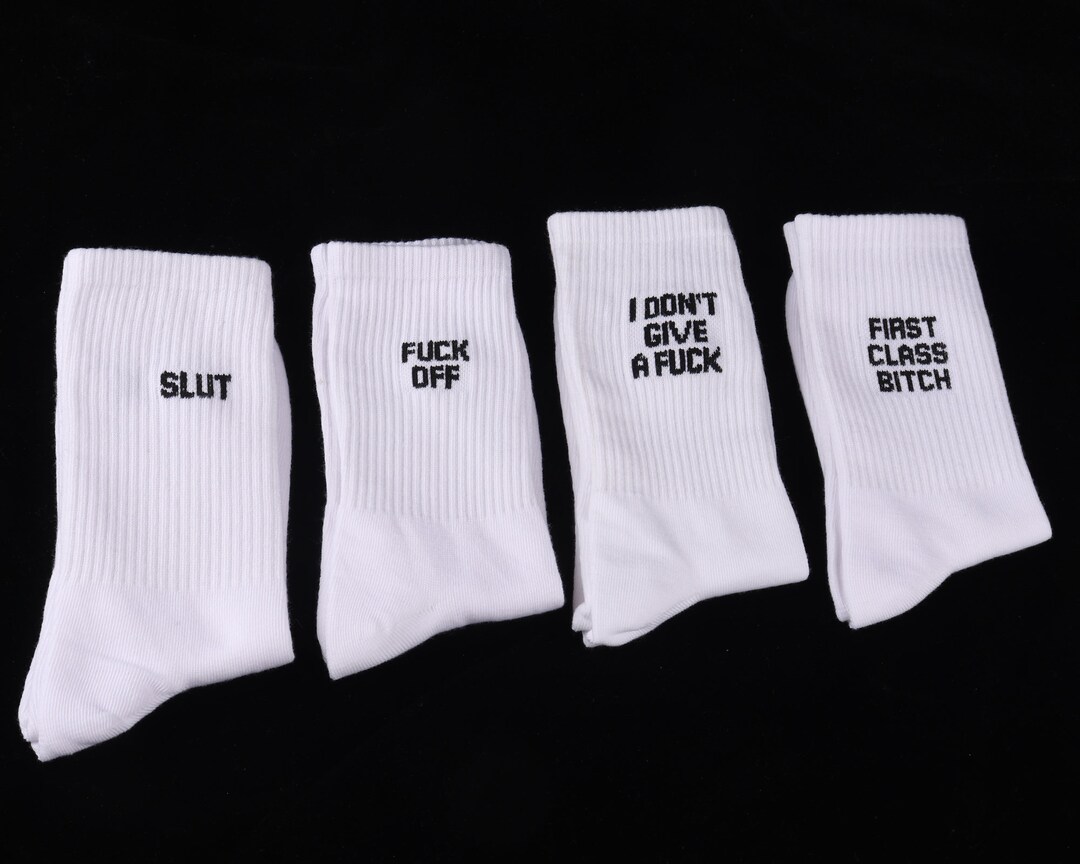 Custom Funny Socks,white & Letters Fashion Cotton Socks,white Sport ...