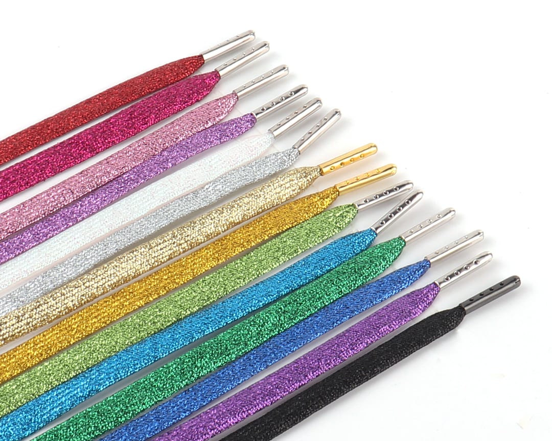 Glitter Shoe Laces With Metal Aglets,replacement Sparkle Flat Laces ...