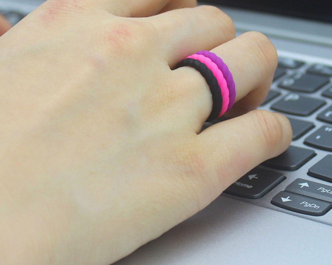 3 Pcs Silicone Rings for Women&men,wave Style Thin Stackable Bands ...