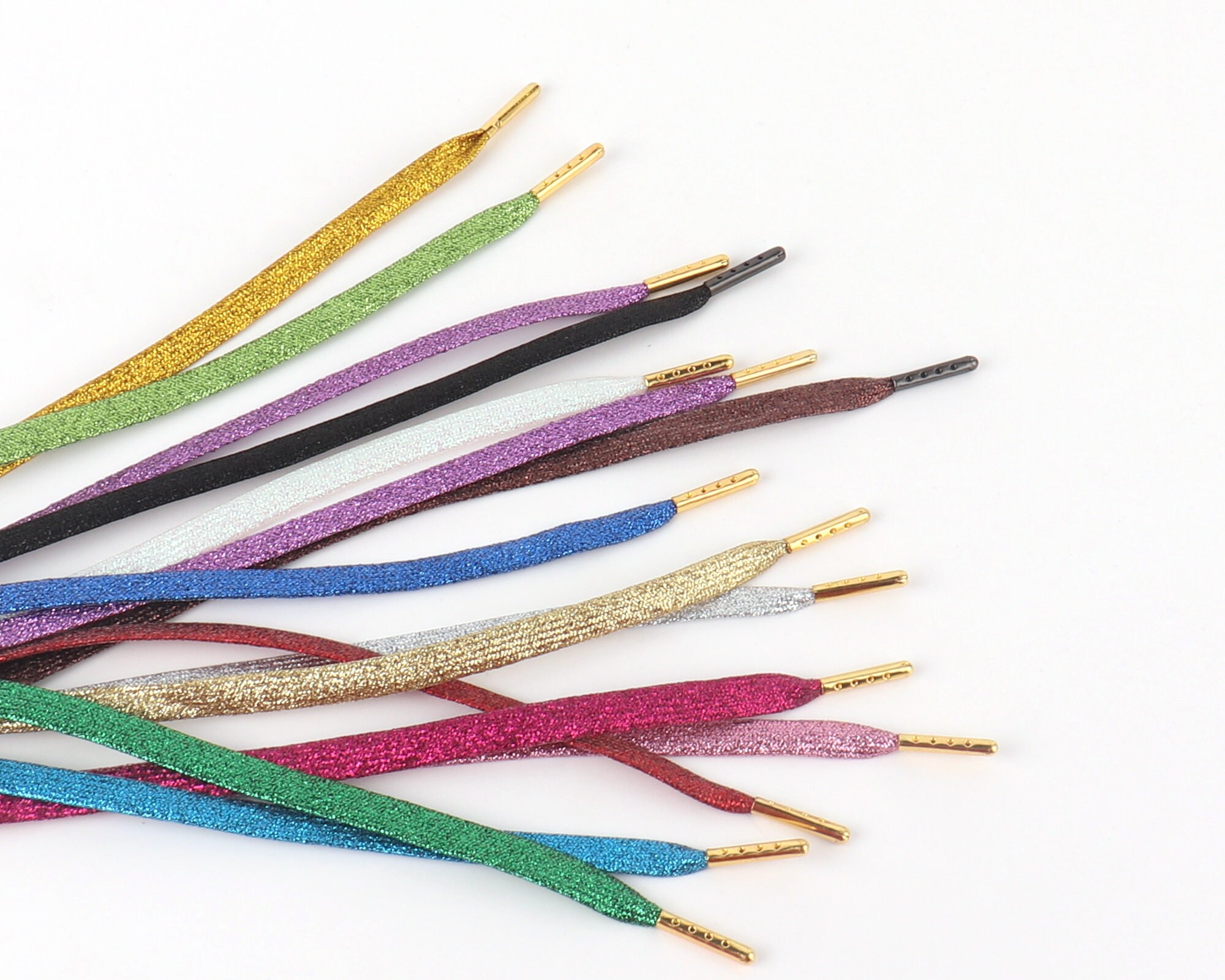 Flat Glitter Shoe Laces With Metal Aglets,replacement Sparkle Laces ...