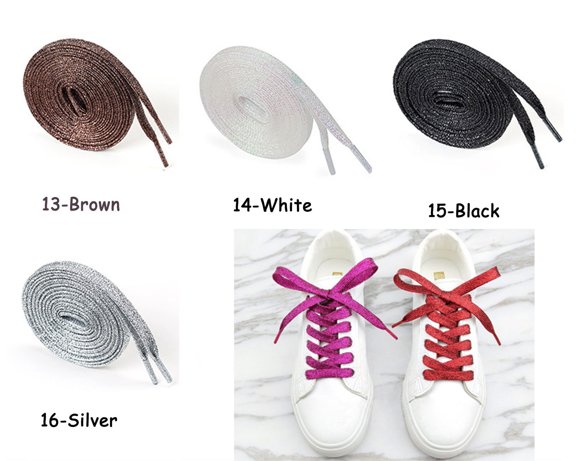 Flat Glitter Shoe Laces With Metal Aglets,replacement Sparkle Laces ...
