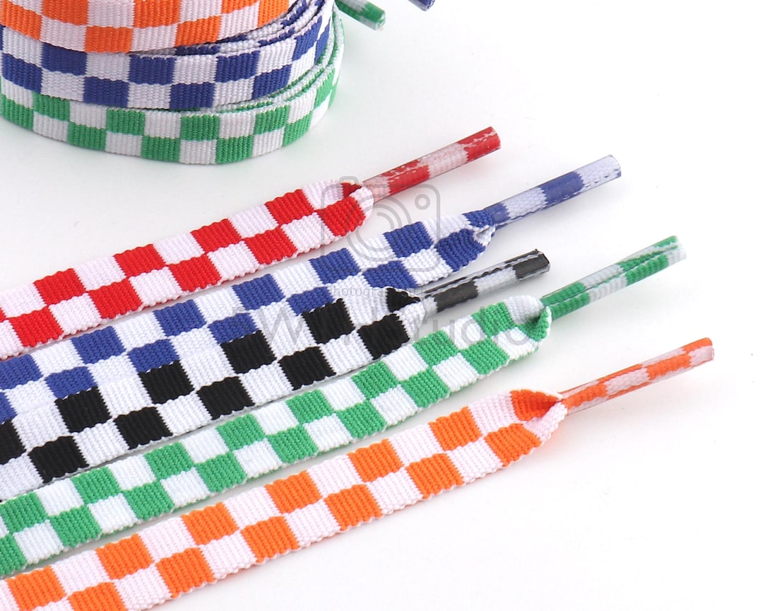 Plait Flat Shoelaces,width 8mm Checkerboard Laces,mosaic Cotton ...