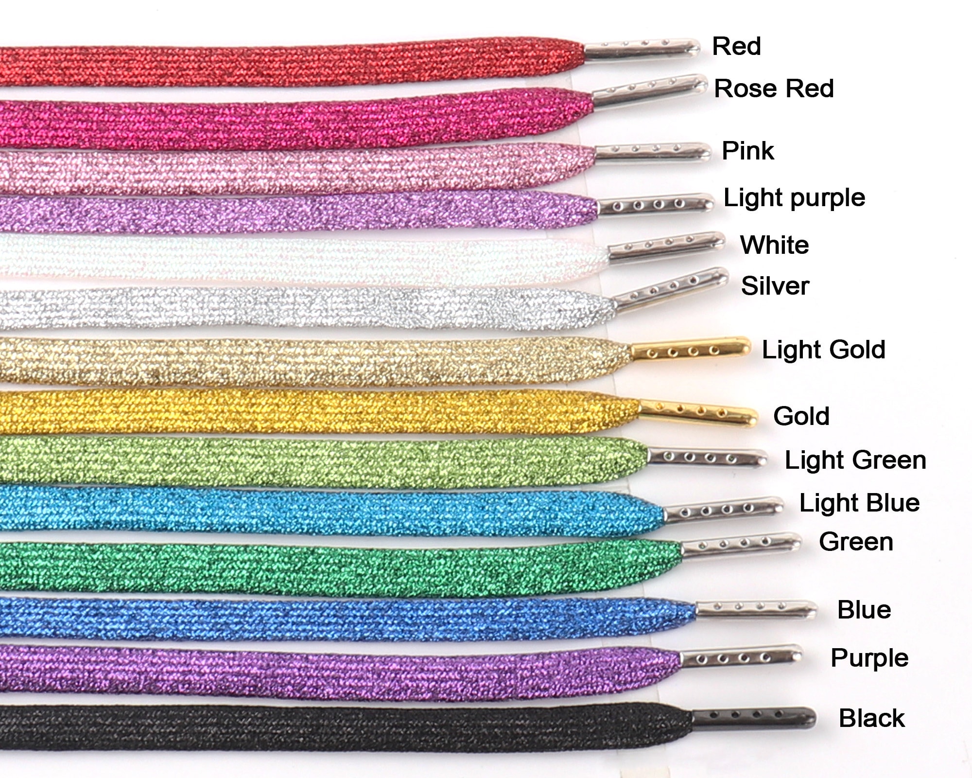 Glitter Shoe Laces With Metal Aglets,replacement Sparkle Flat Laces ...