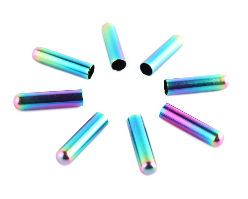 Rainbow Aglets for Shoelace,20mm Length Metal Shoe Lace Tips Tube for ...