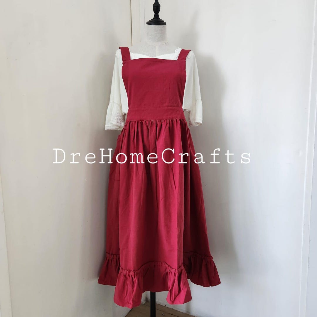 Red Aprons for Women With Pockets , Pinafore Aprons for Women Retro ...