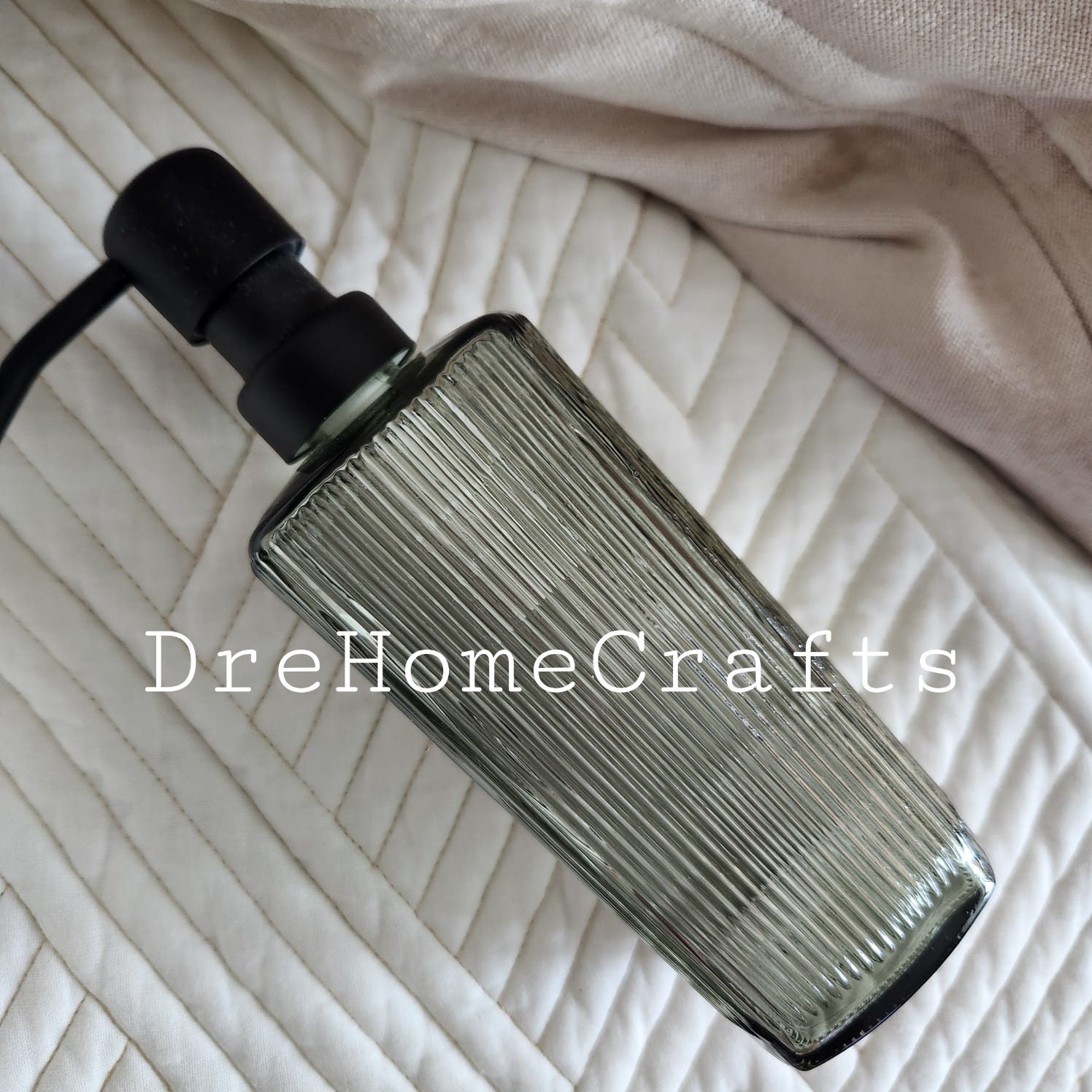 Green Grey Handblown Handpainted Glass Bottle , Soap Dispenser , Hand ...