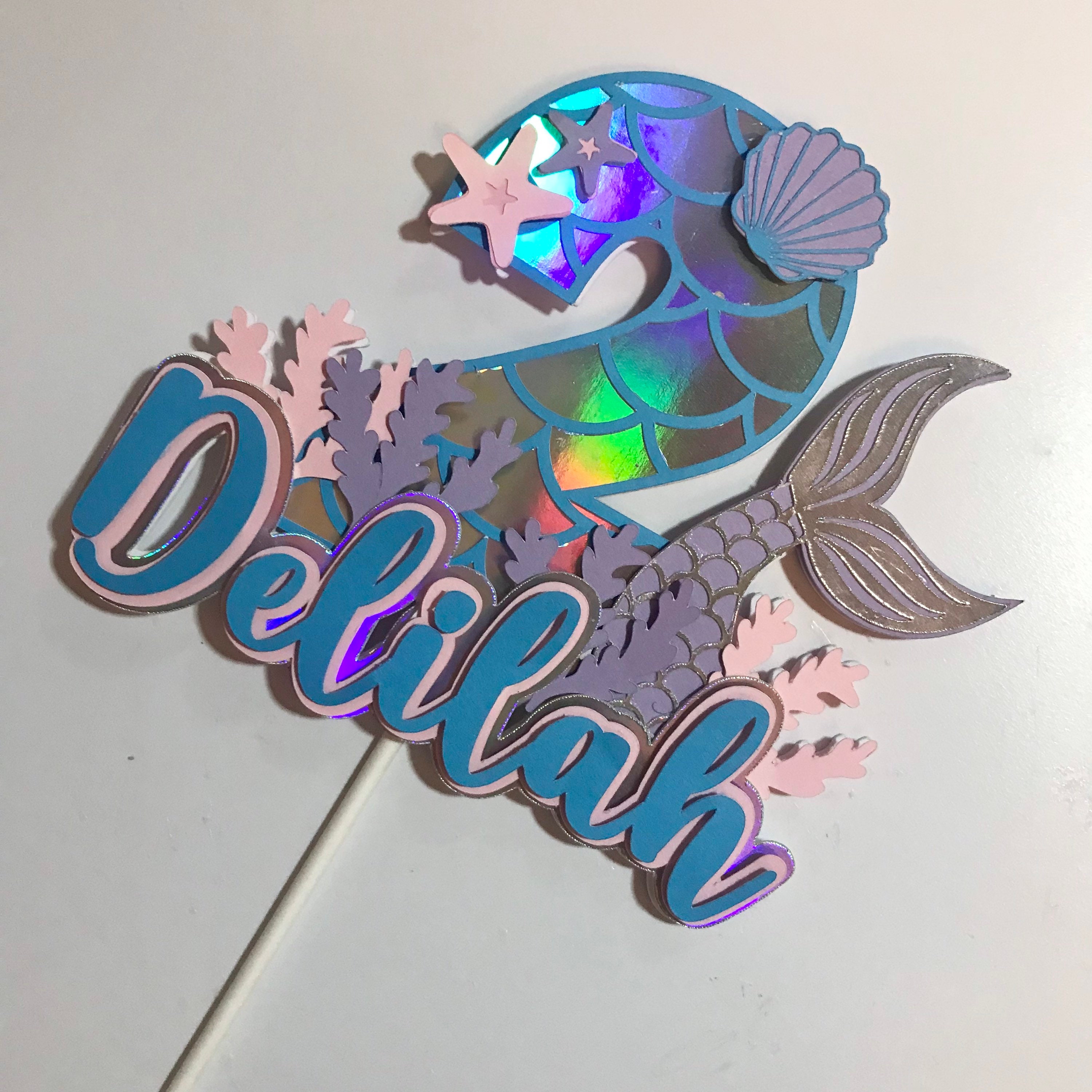 Mermaid Cake Topper 3D Mermaid Tail Birthday Celebration | Etsy