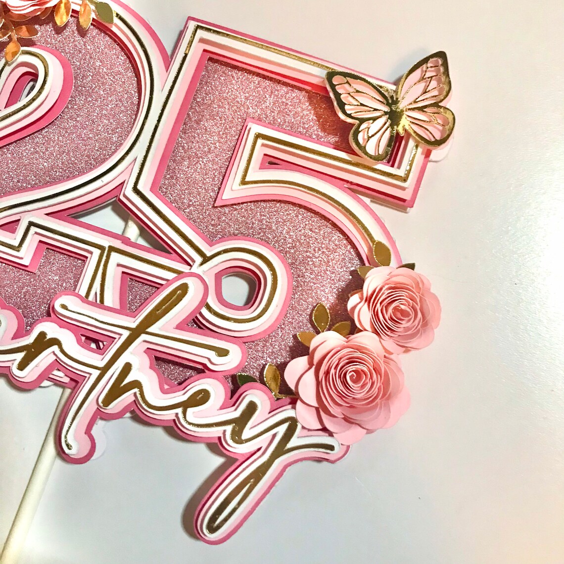 3D Floral Butterfly Number Birthday Cake Topper | Etsy