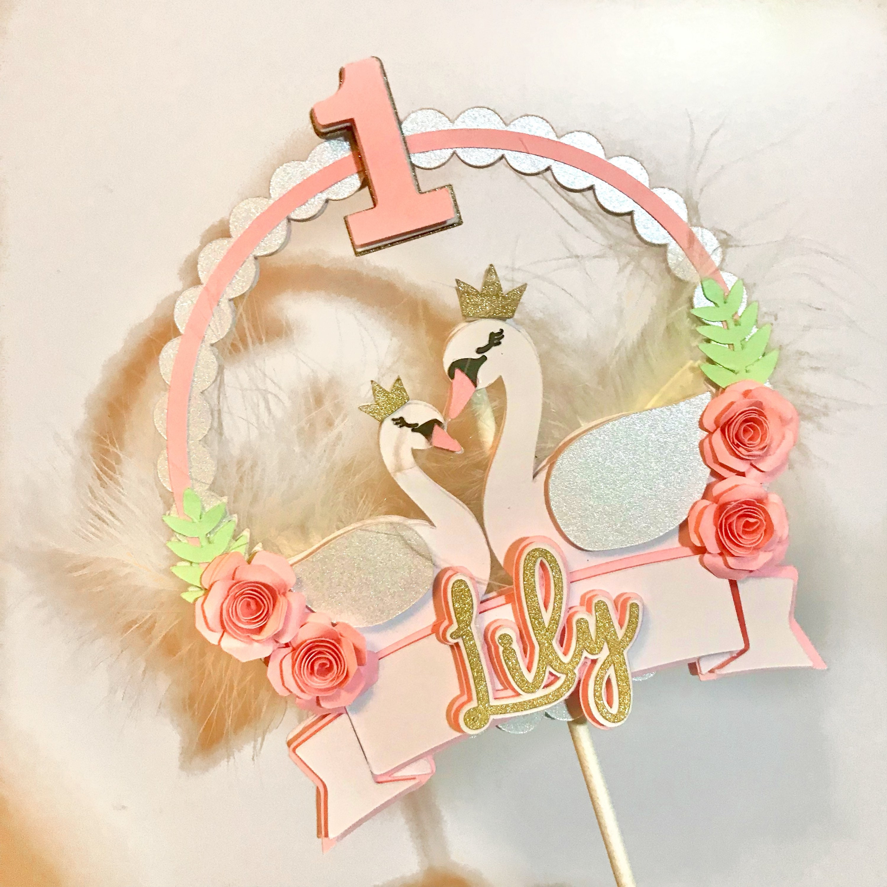 Swan Cake Topper Birthday Party Decor Cake Smash Props 3D - Etsy