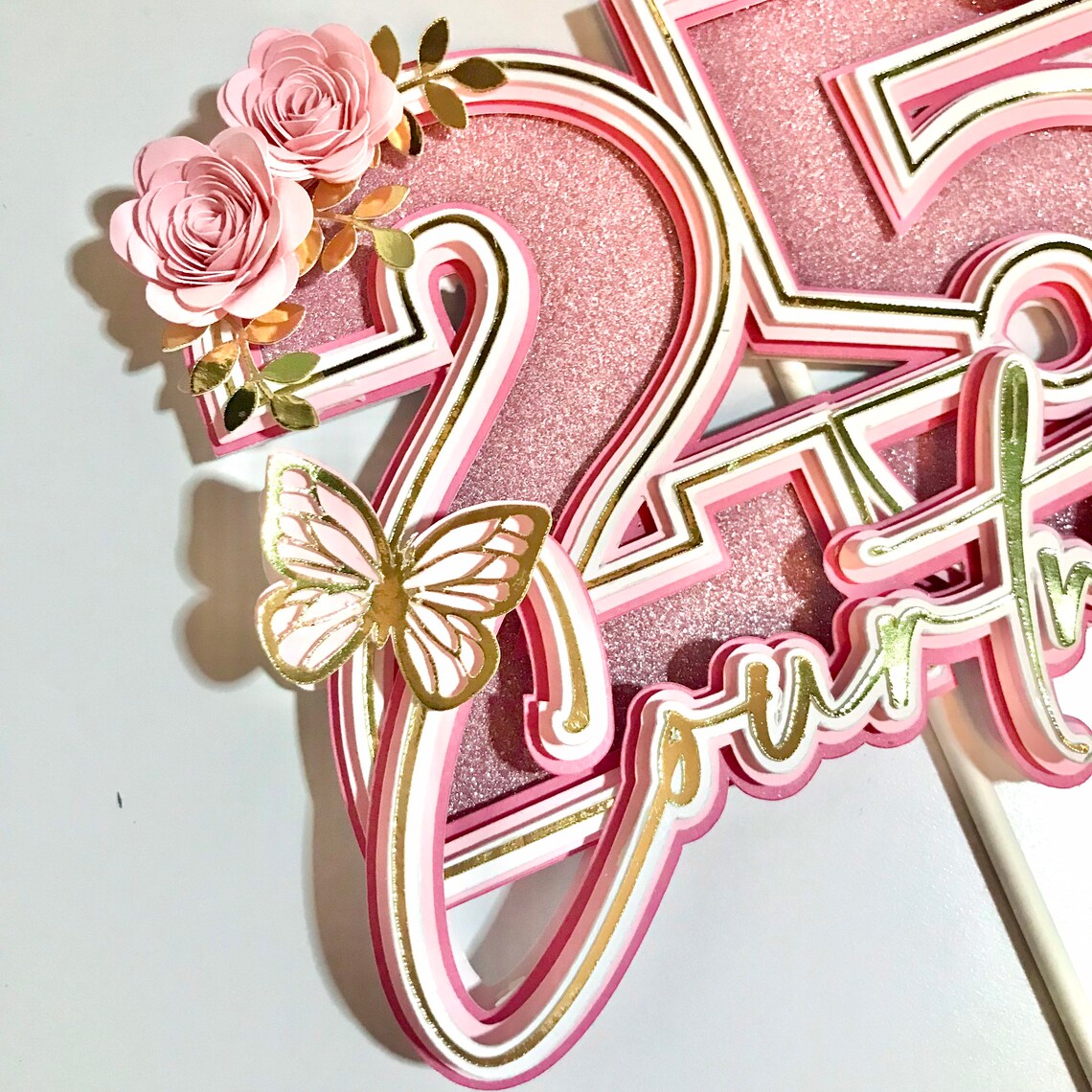3D Floral Butterfly Number Birthday Cake Topper | Etsy