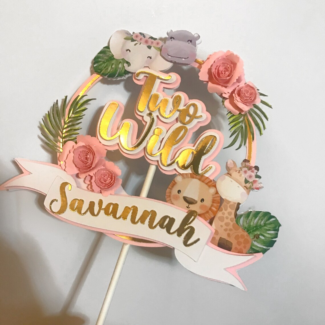 Two Wild 3D Cake Topper Safari Animals 2nd Birthday 3D | Etsy