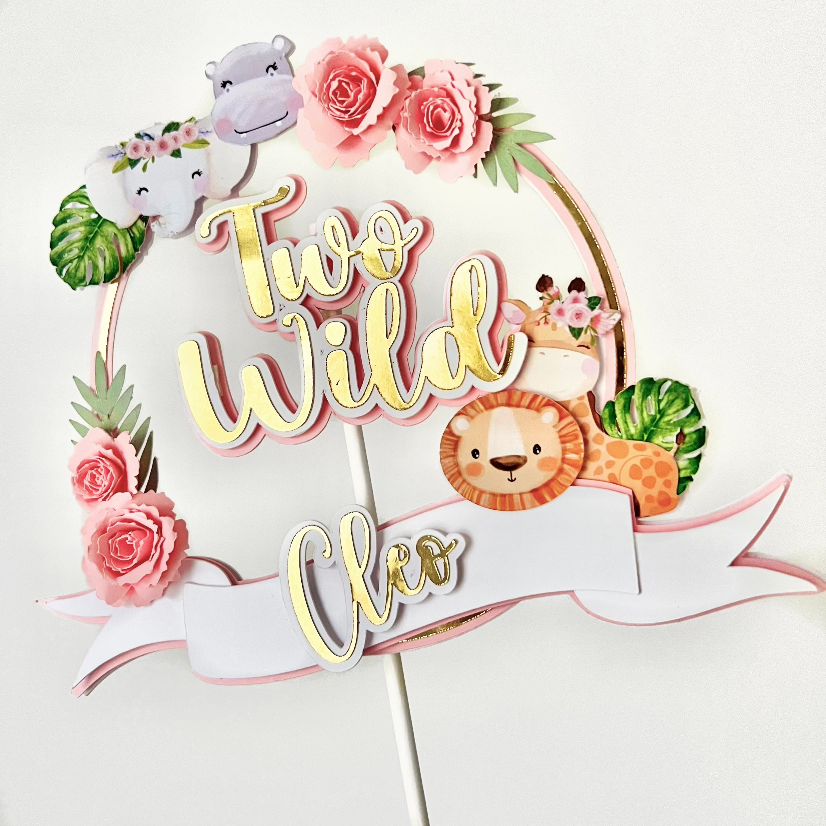 Two Wild 3D Cake Topper Safari Animals 2nd Birthday 3D - Etsy UK