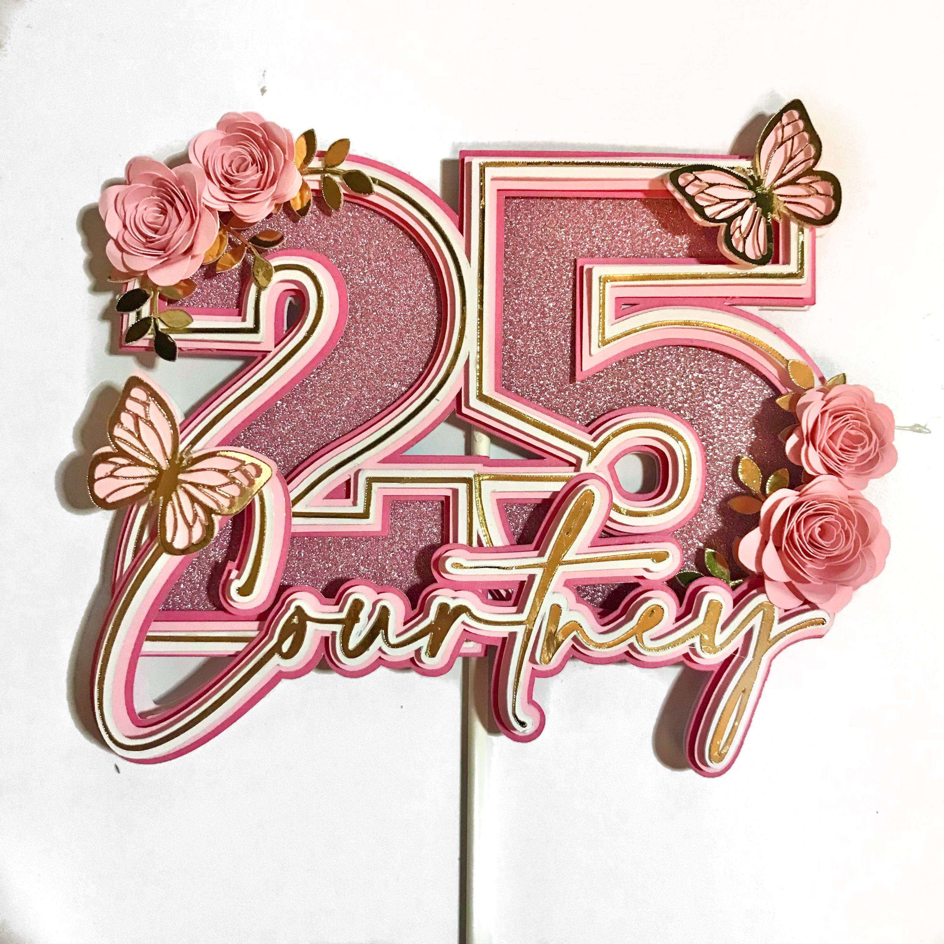 3D Floral Butterfly Number Birthday Cake Topper - Etsy