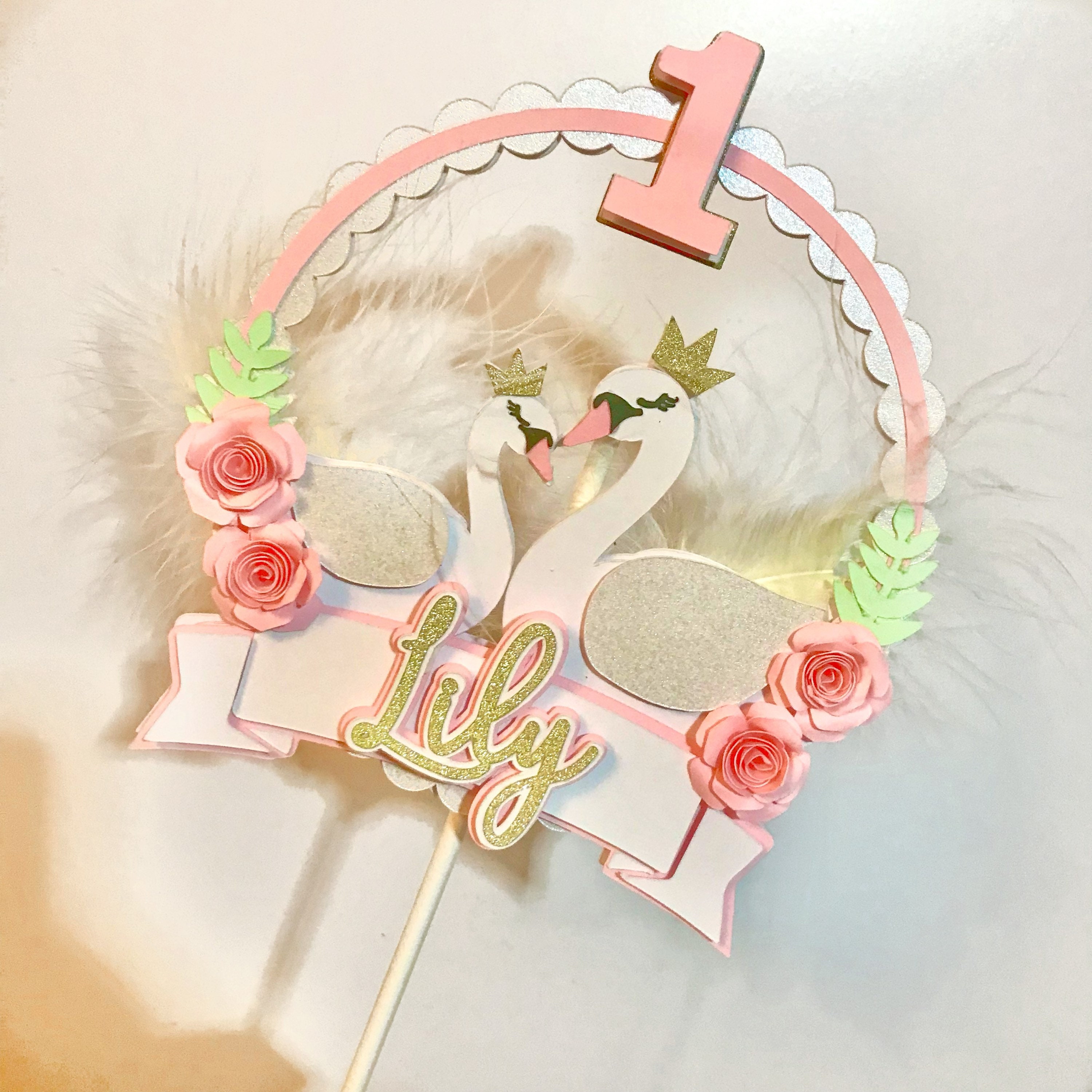 Swan Cake Topper Birthday Party Decor Cake Smash Props 3D - Etsy
