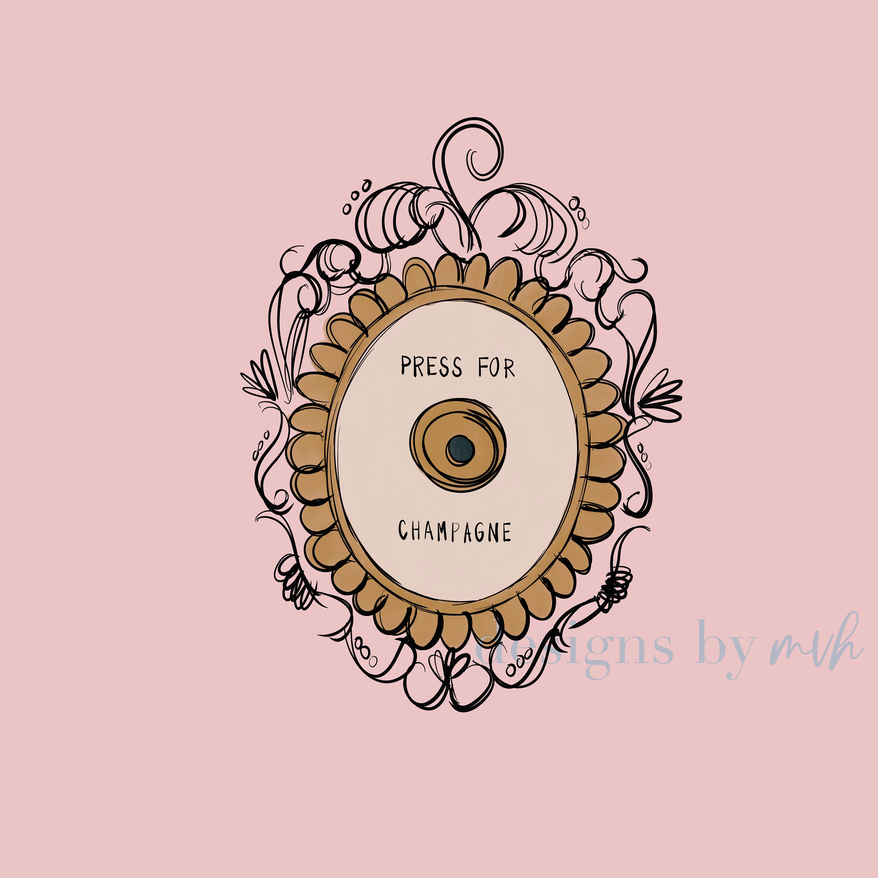 Press for Champagne Button | Digital Print | Pink - Etsy