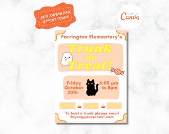 EDITABLE Trunk or Treat Flyer Template, Community Halloween Event, Kids ...