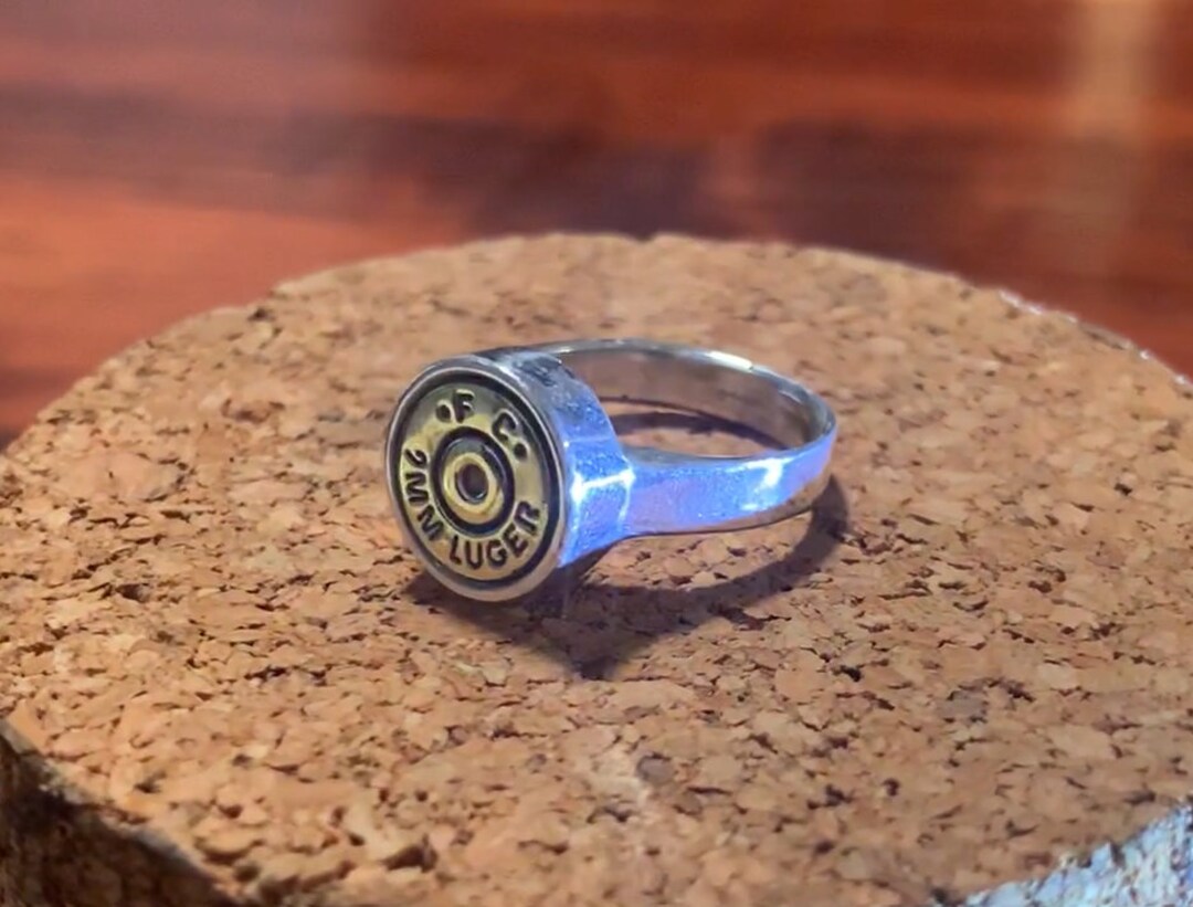 Sterling Silver 9mm Luger Caliber Cartridge Ring size 5.75 - Etsy