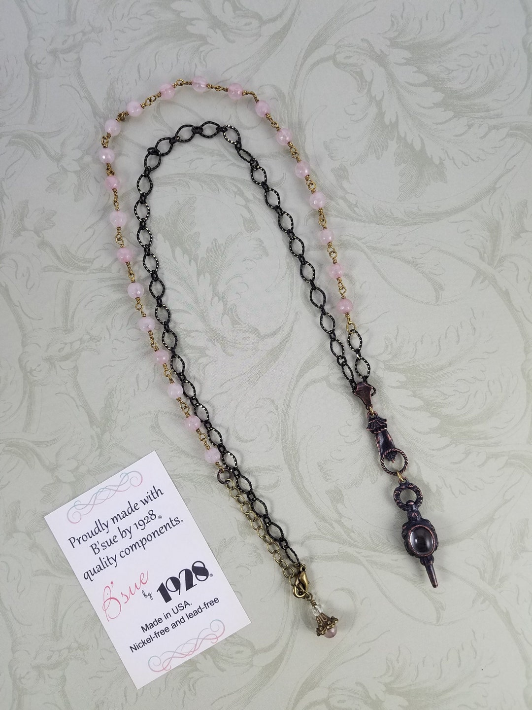 Victorian Rusted Iron Brass Necklace With Double Sided Drop With Bonus ...