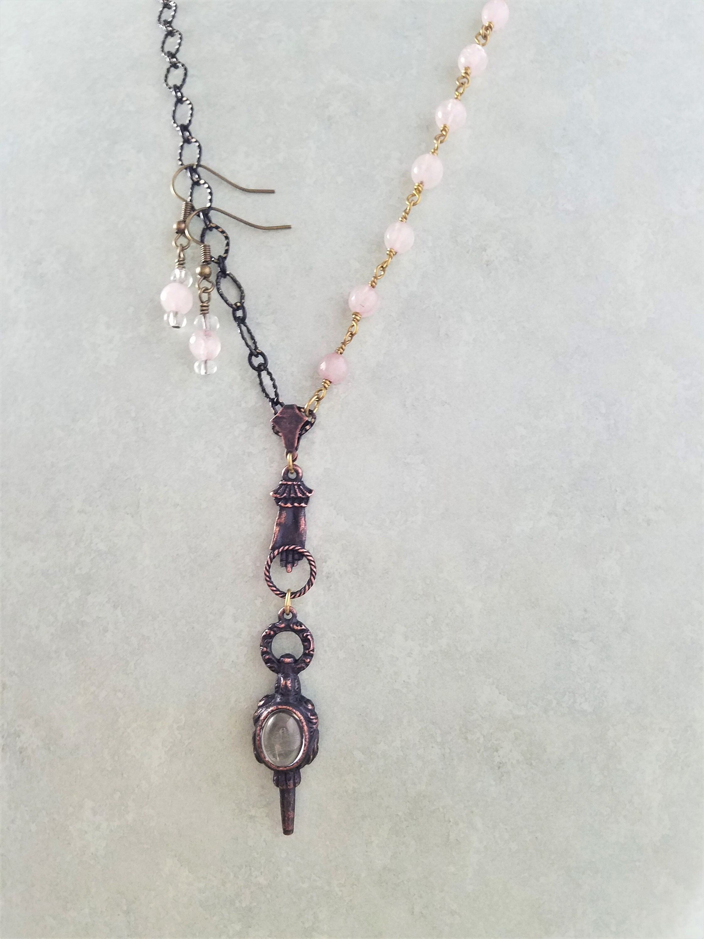Victorian Rusted Iron Brass Necklace With Double Sided Drop With Bonus ...