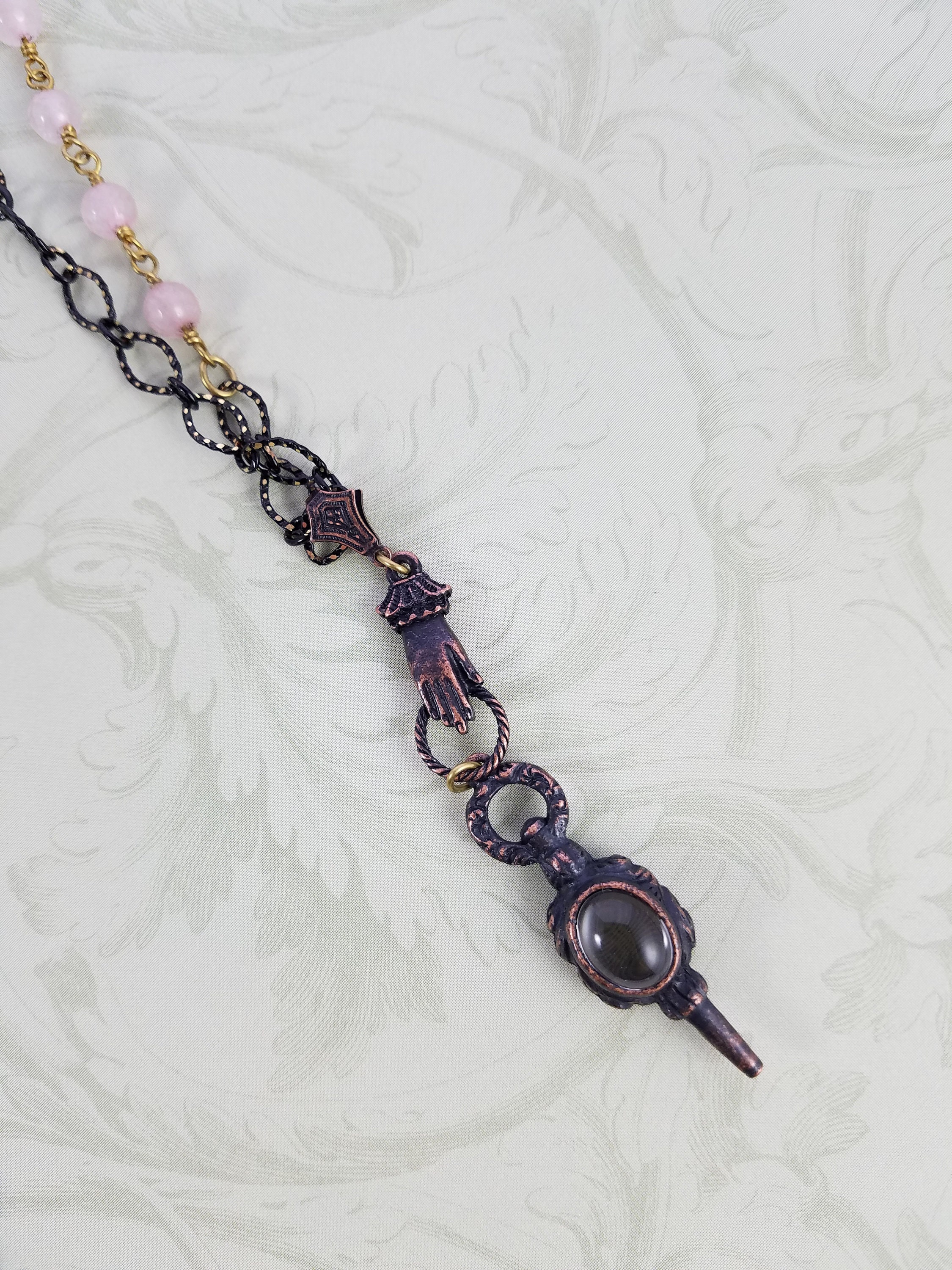 Victorian Rusted Iron Brass Necklace With Double Sided Drop With Bonus ...