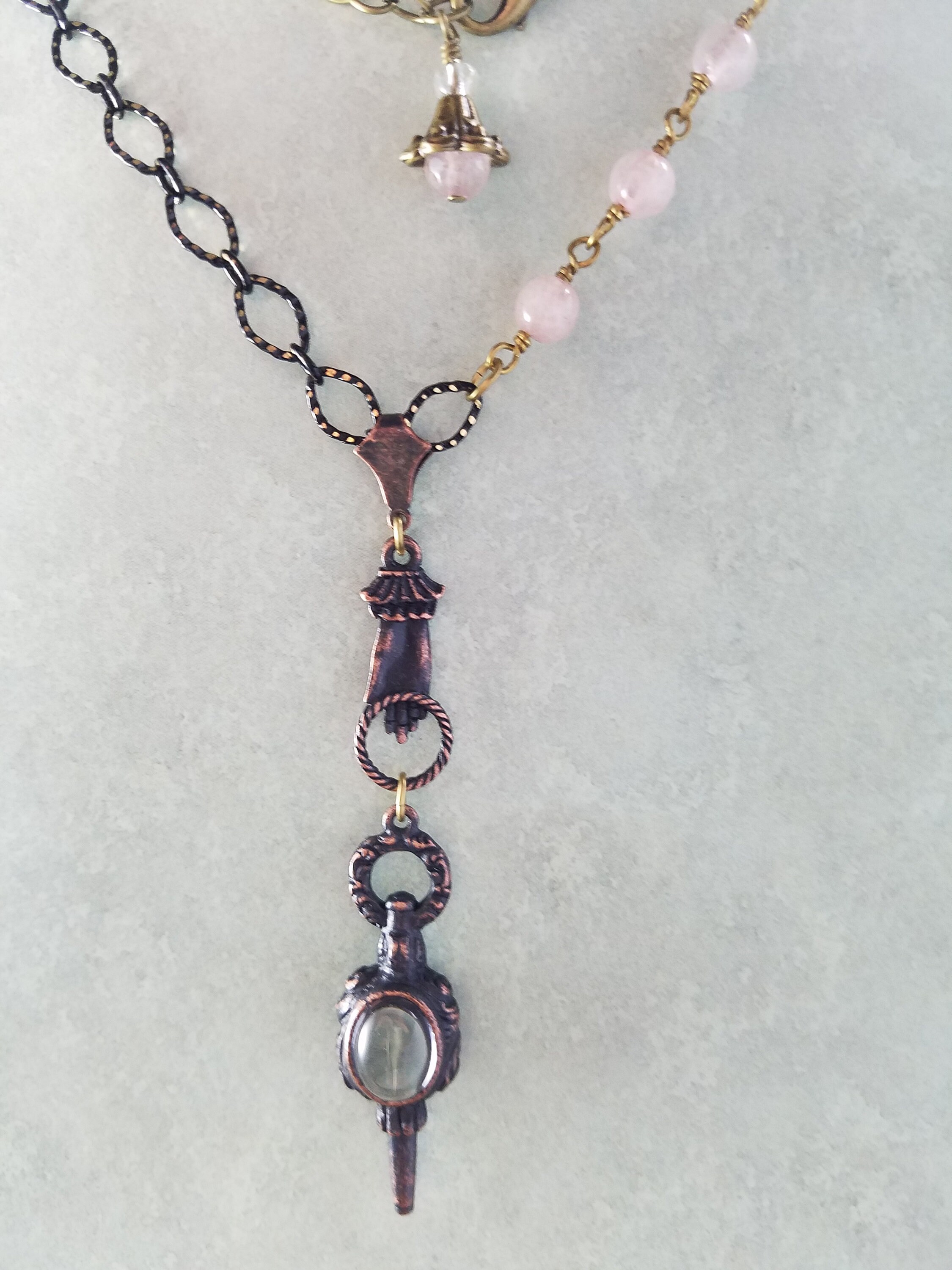 Victorian Rusted Iron Brass Necklace With Double Sided Drop - Etsy