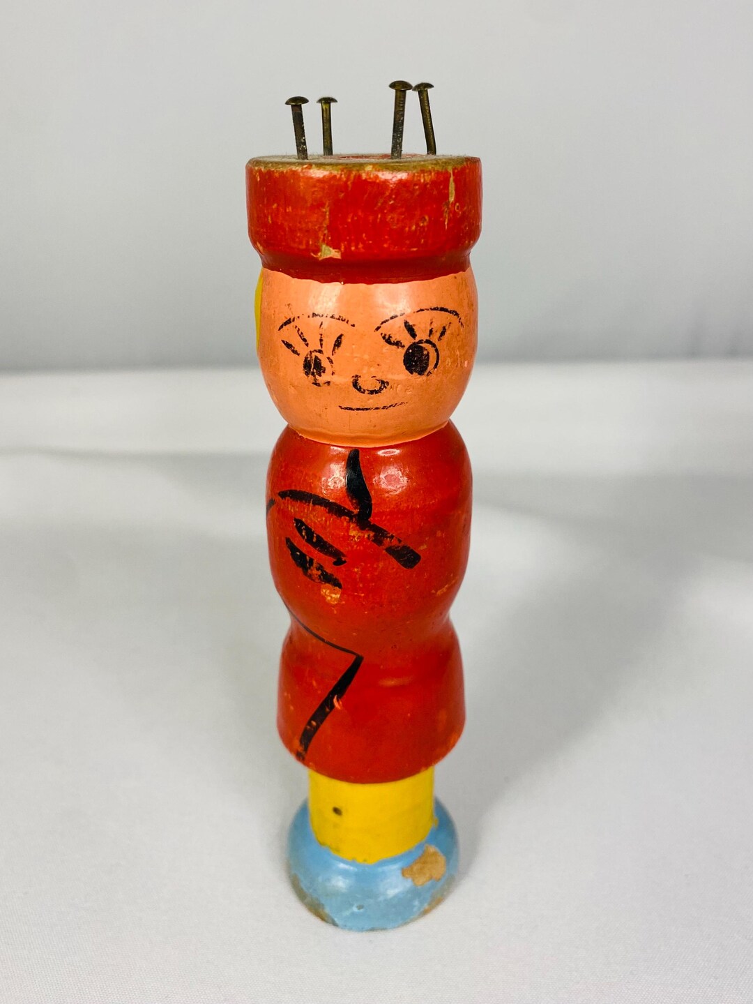 Vintage Wooden Knitting Spool Doll - Made in USA - 1949 - Etsy