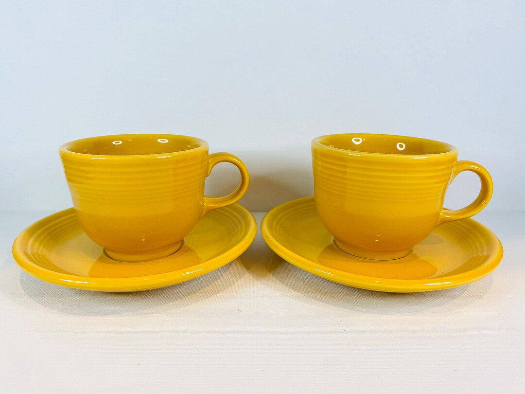 Fiesta Ware Cups and Saucers - Marigold Color (retired) - Set of 2 ...