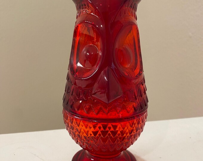 Vintage Viking Glass Ruby Red Owl “glimmer” Fairy Lamp 7” Tall - Etsy