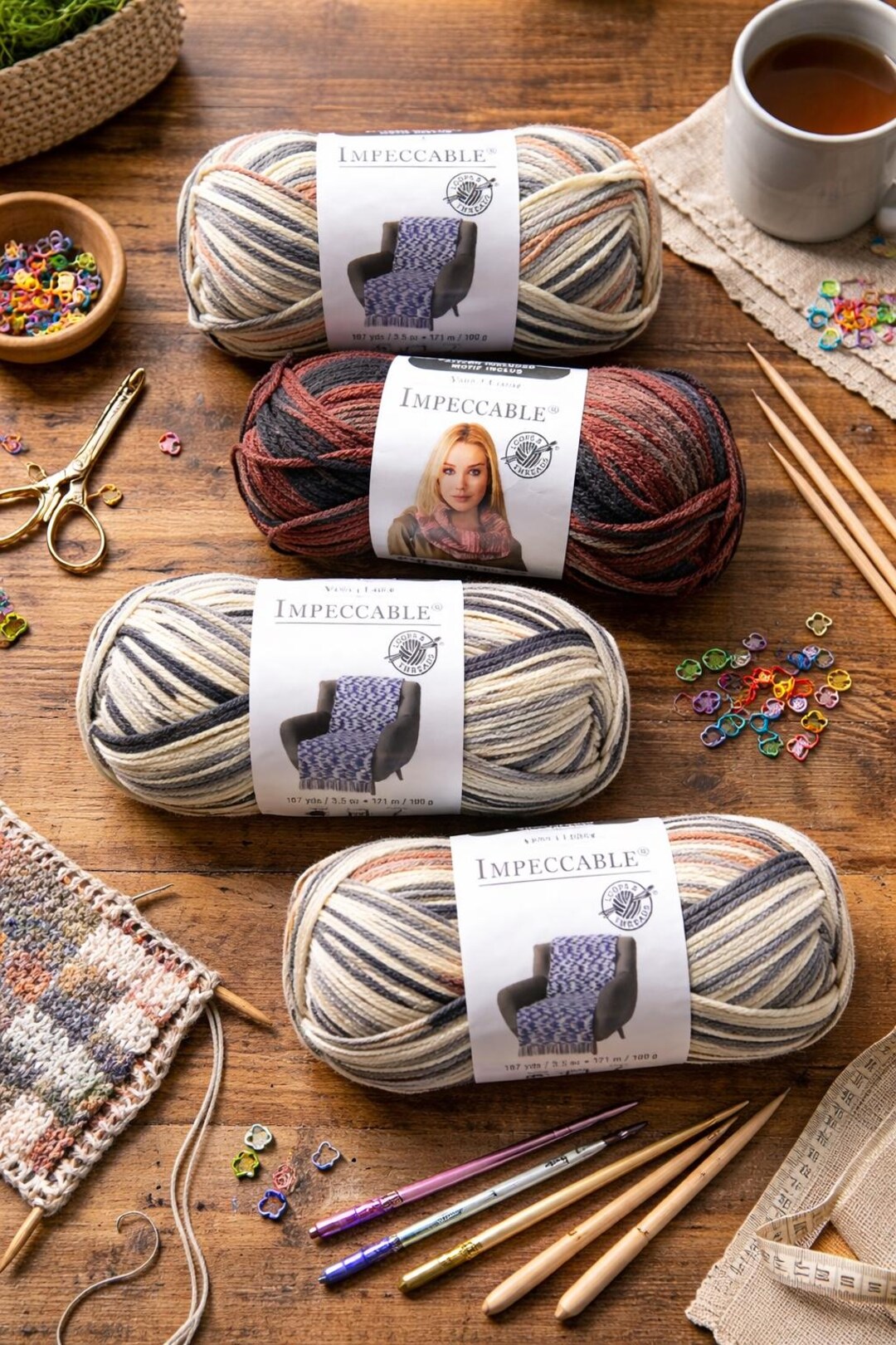 LOOPS & THREADS Impeccable Ombre Yarn. Earth Colors Knitting Supplies ...