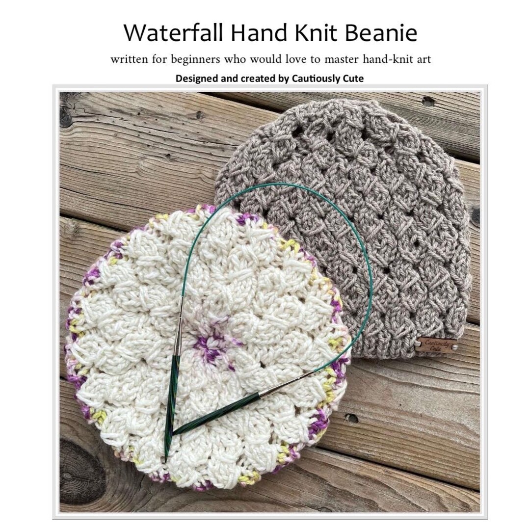 Waterfall Beanie Knitting Pattern Written for BEGINNERS - PDF Download ...