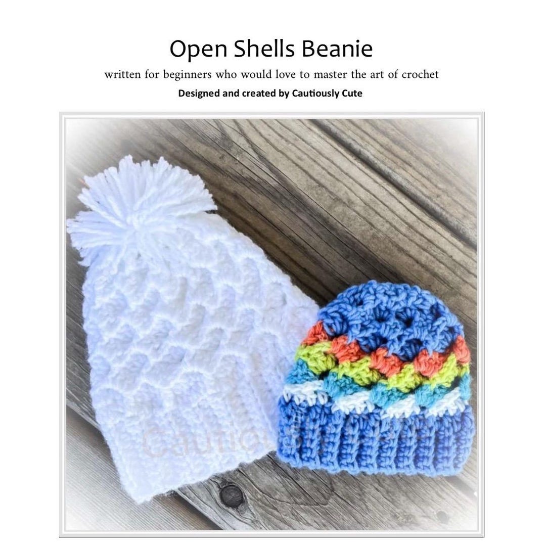 Open Shells Beanie Crochet Pattern Written for BEGINNERS, Baby Hats ...