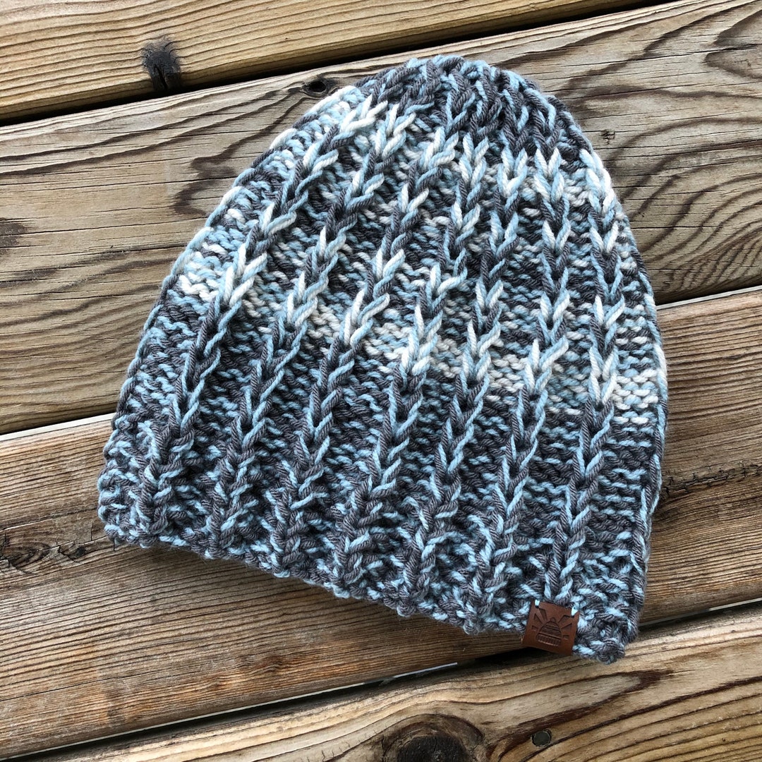 Iceberg - Hand Knit- Blue Gray Winter Hat for Men, Practical Gifts! - Etsy