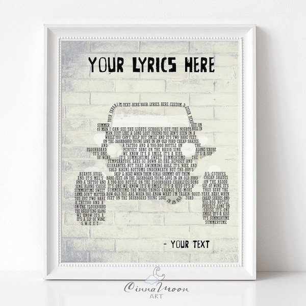Song Lyrics Wall Art - Etsy