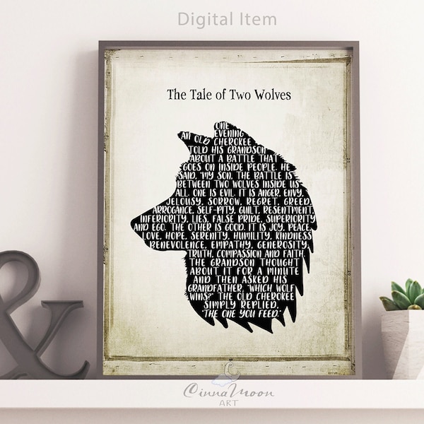 The Two Wolves Art - Etsy