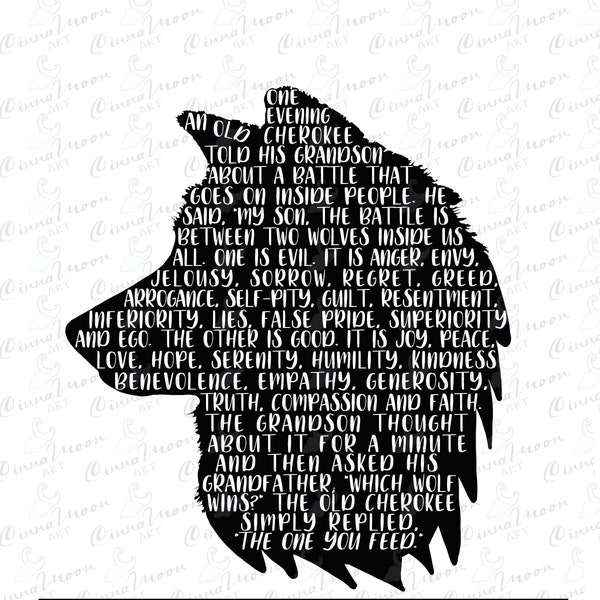 The Tale of Two Wolves Svg - Etsy Australia