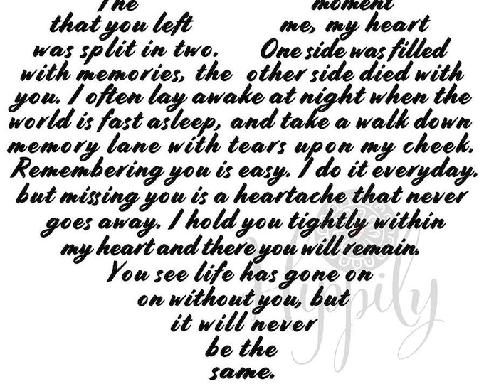 The Moment That You Left Me Heart SVG, Jpg, Png, Poem- in Loving Memory ...
