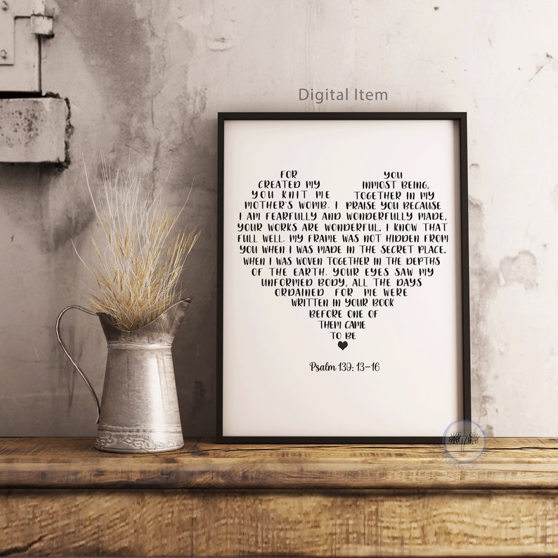 Psalm 139-Psalm 139: 13-16-Psalm 139 print-Psalm 139 | Etsy
