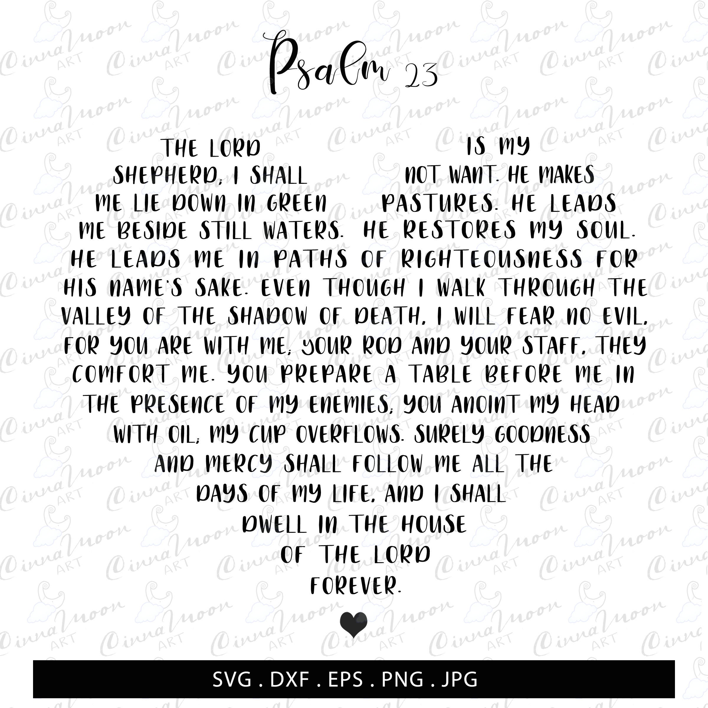 Psalm 23 SVG The Lord Is My Shepherd svg-Psalm 23 heart-Psalm | Etsy