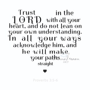 Proverbs 3:5-6 Trust in the Lord-bible Verse-scripture Wall Decor-psalm ...