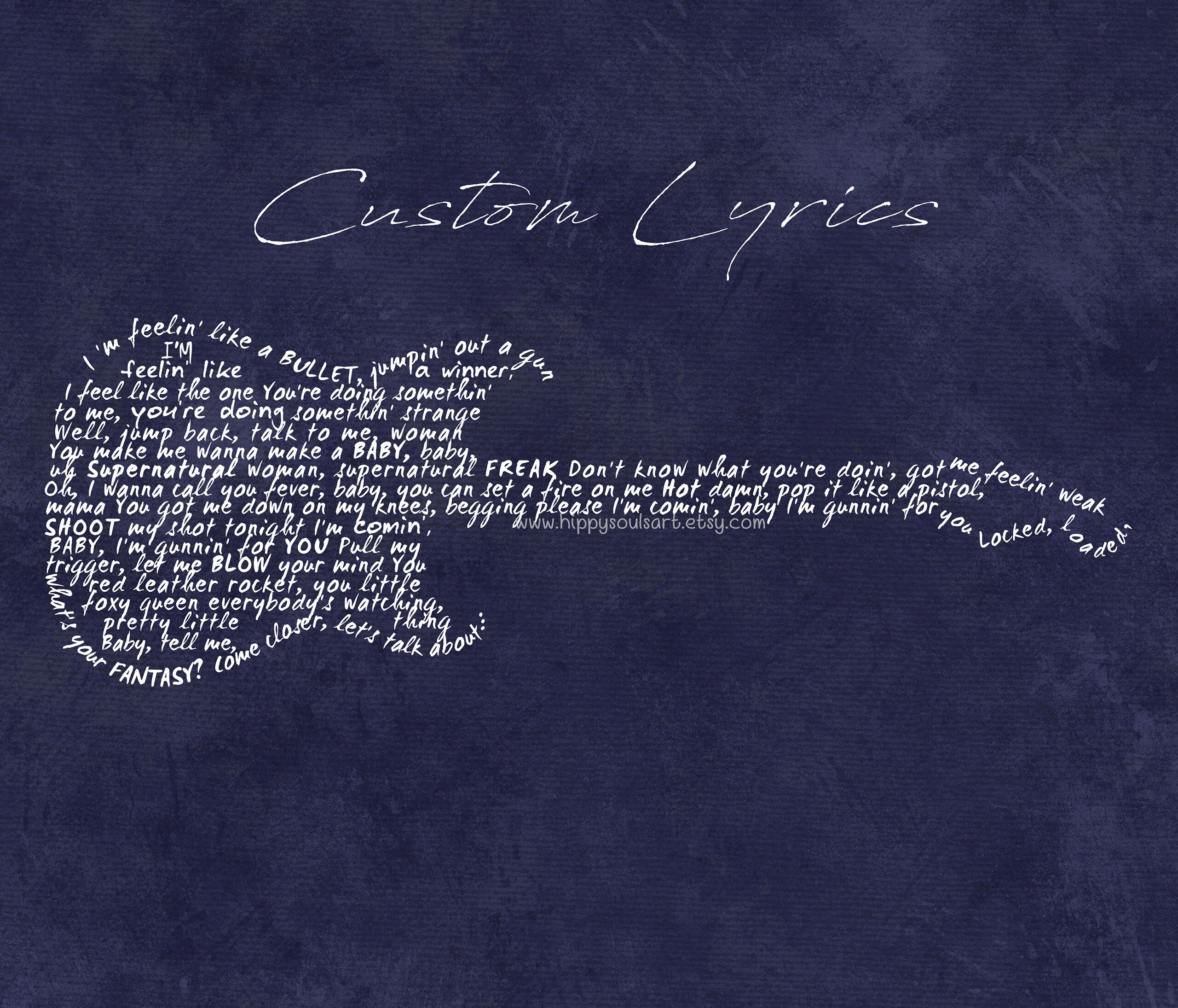 Custom Song Lyrics-your Favorite Lyrics-guitar Lyrics-printable Poster ...