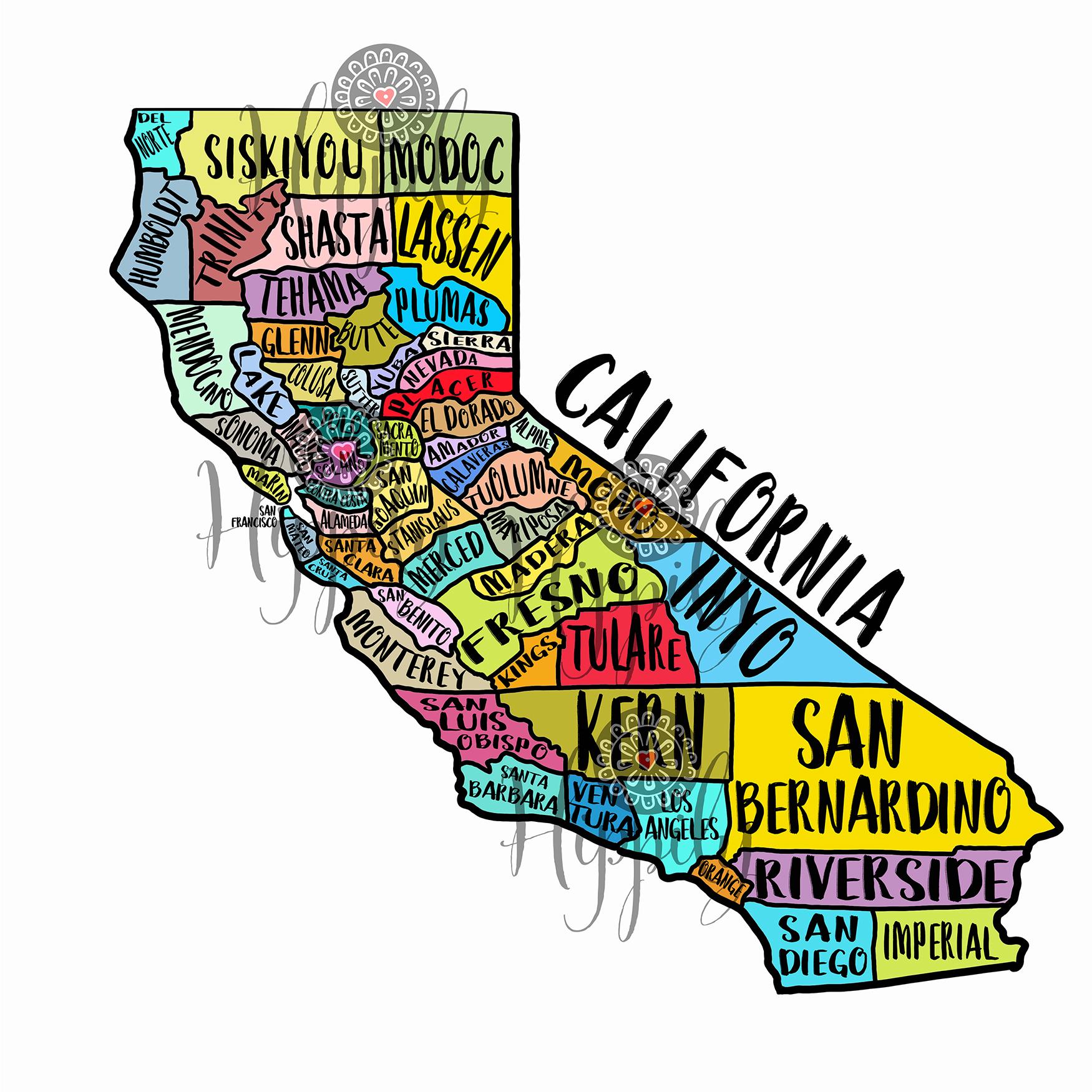 California State Map Svg-png-california Map-color California Map - Etsy