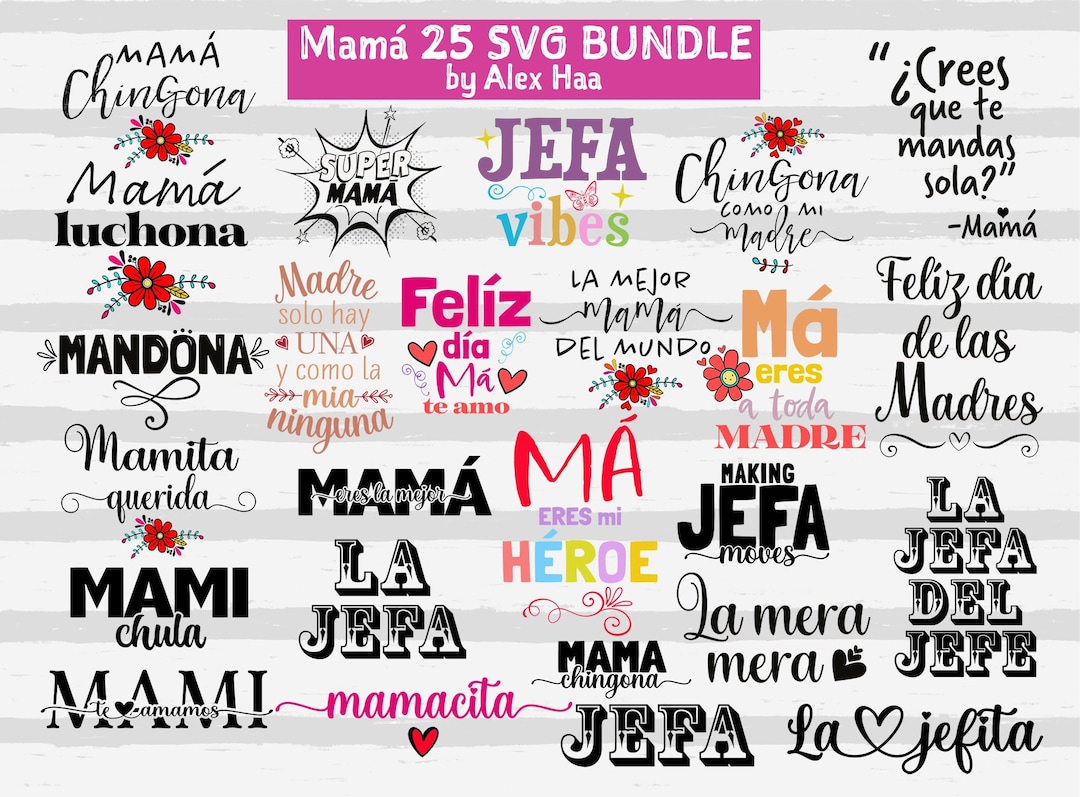 Mamá 25 svg bundle-Día de las madres svg bundle-Madre svg-Má svg-jefa ...