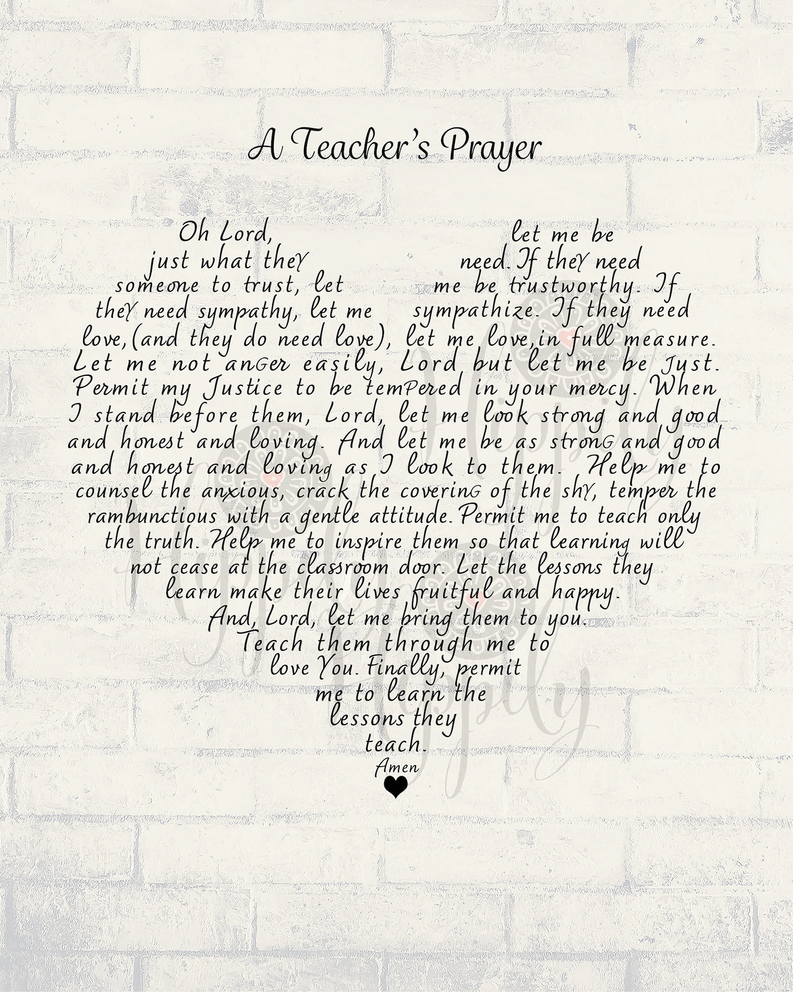 A Teacher's Prayer Printable-teacher's Prayer Download Print-digital ...