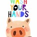 Wash Your Hands-pig-bathroom Prints-bathroom Art-kids Bath-kids ...