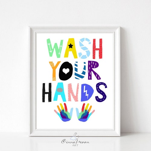 Flush the Toilet Wash Your Hands Bathroom Printable Art - Etsy