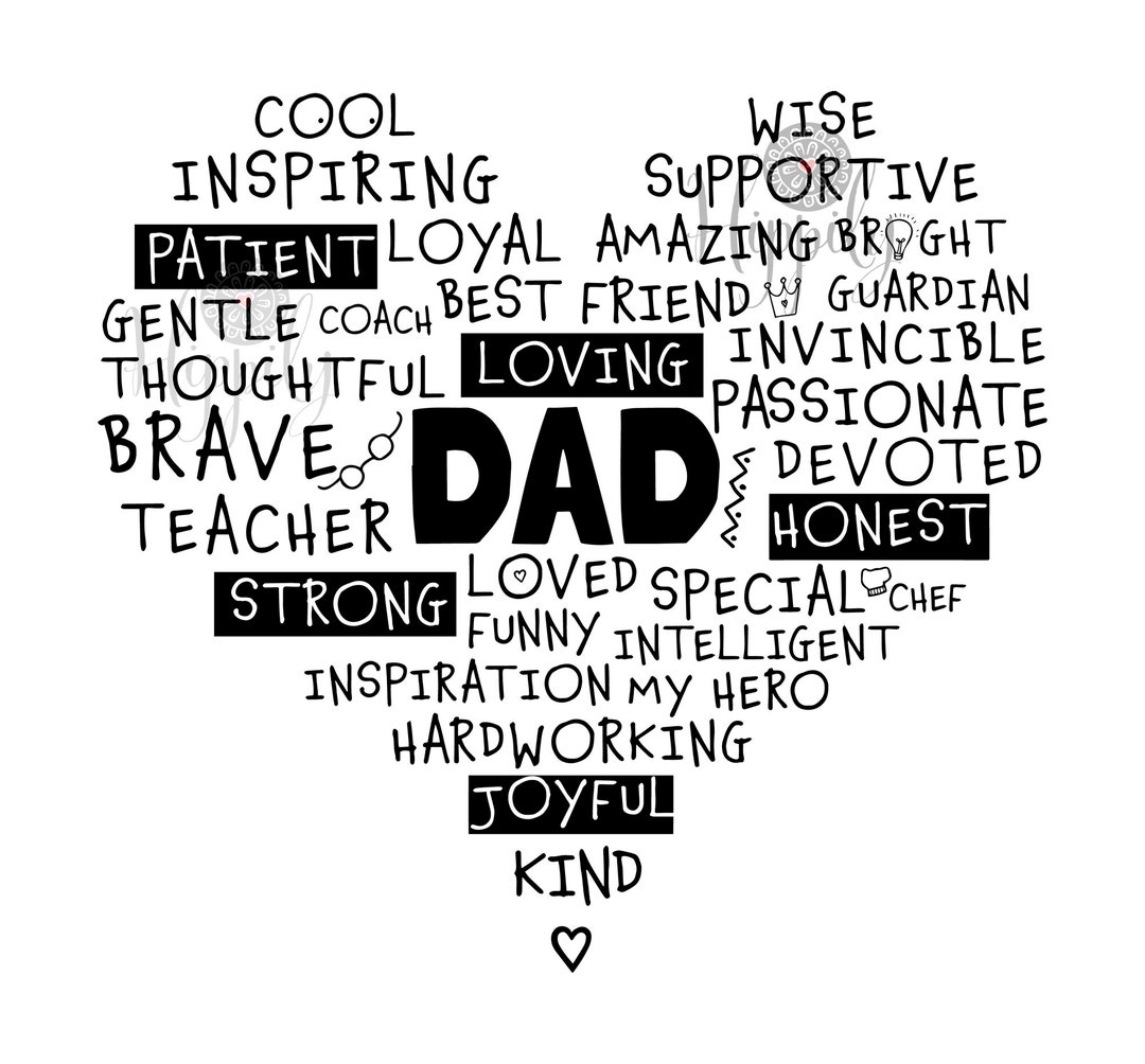 Dad Svg-father Svg-father's Day Svg-png-words for Dad-heart-gift for ...