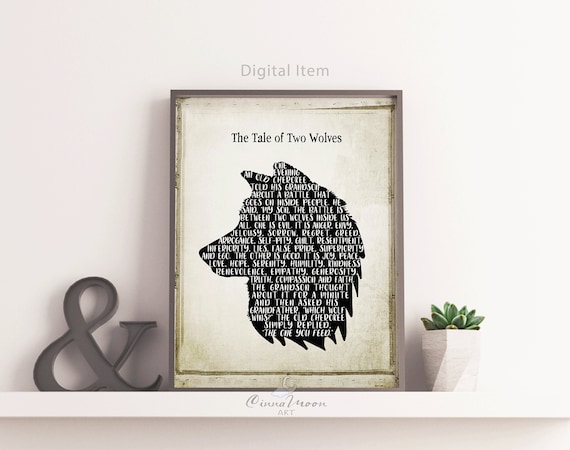 Two Wolves Wall Art-the Tale of Two Wolves-the Tale of Two - Etsy